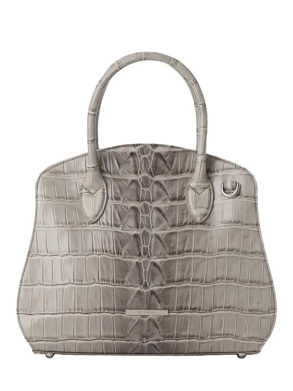 Brahmin Rosetta Croc Embossed Leather Satchel - Mindful Grey