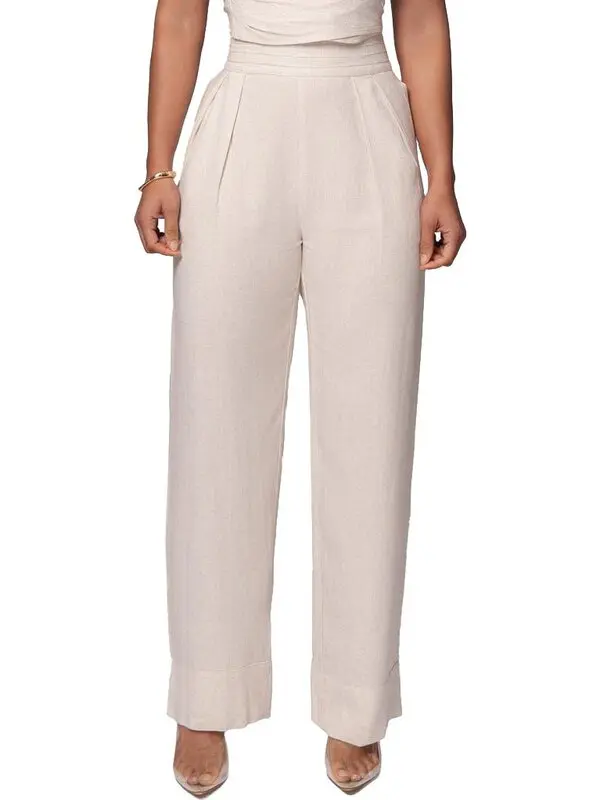 JLUXLABEL Villa Views High-waist Pleated Trousers - Beige