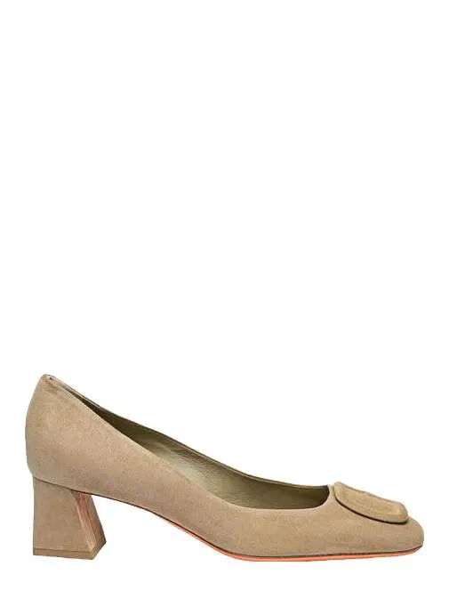 Santoni Suede Low-heel Pump - Beige