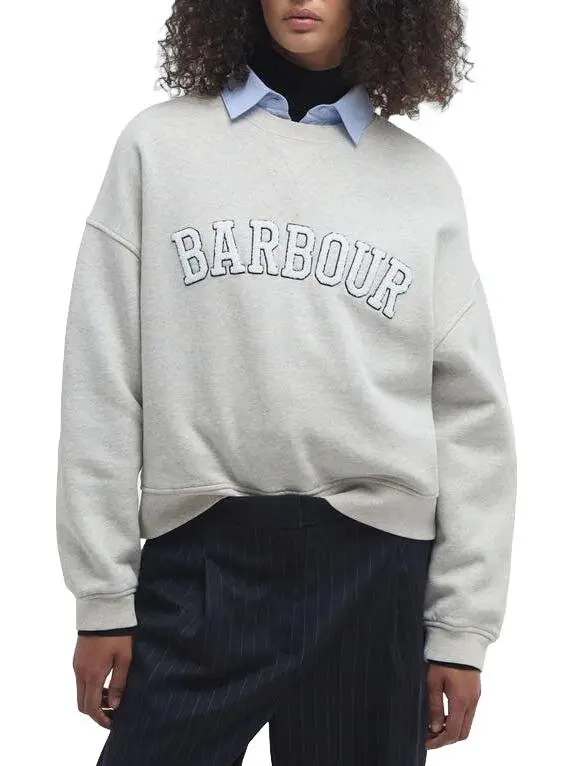 Barbour Silverdale Bouclé Logo Sweatshirt - Cloud Marl