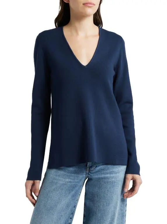 WYETH Fine-gauge V-neck Sweater - Navy