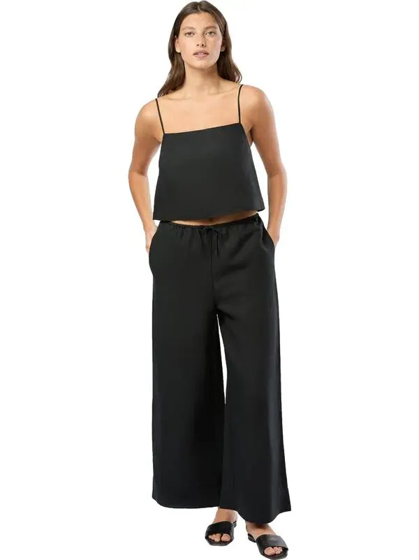 Onia Air Linen Wide Leg Drawstring Pant - Black