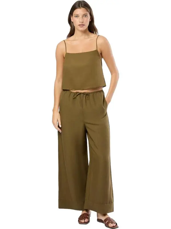 Onia Air Linen Wide Leg Drawstring Pant - Olive