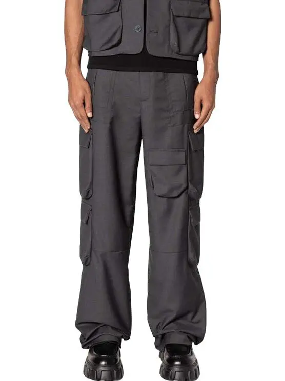 Mnml Bonded Cotton Gabardine Cargo Pants - Grey