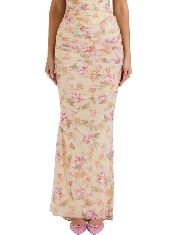 House Of Cb Cassidy Floral Print Maxi Skirt - Sun Bleached