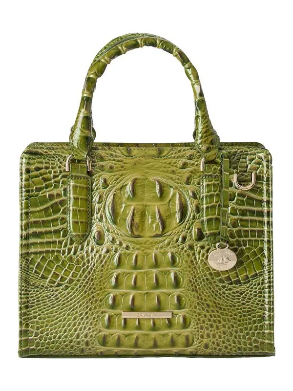 Brahmin Cami Croc Embossed Leather Satchel - Olive