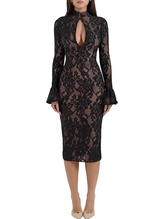 House Of Cb Pierette Long Sleeve Cocktail Dress - Black