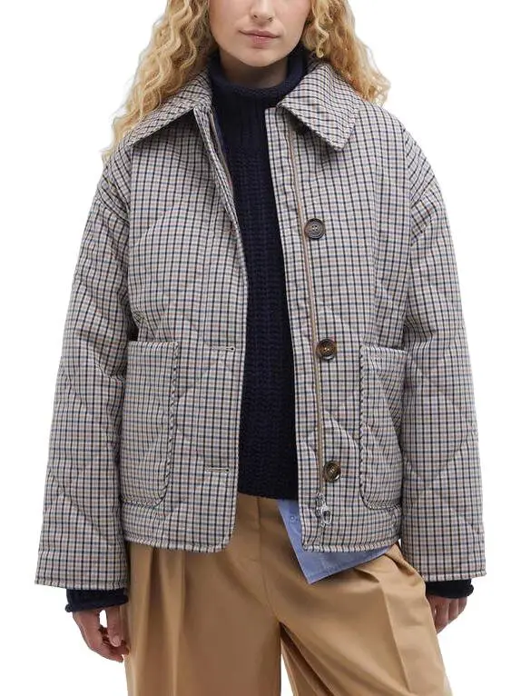 Barbour Cassidie Quilted Jacket - Sky Micro Check