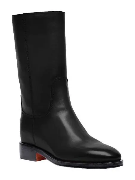 Santoni Leather Ankle Boots - Black