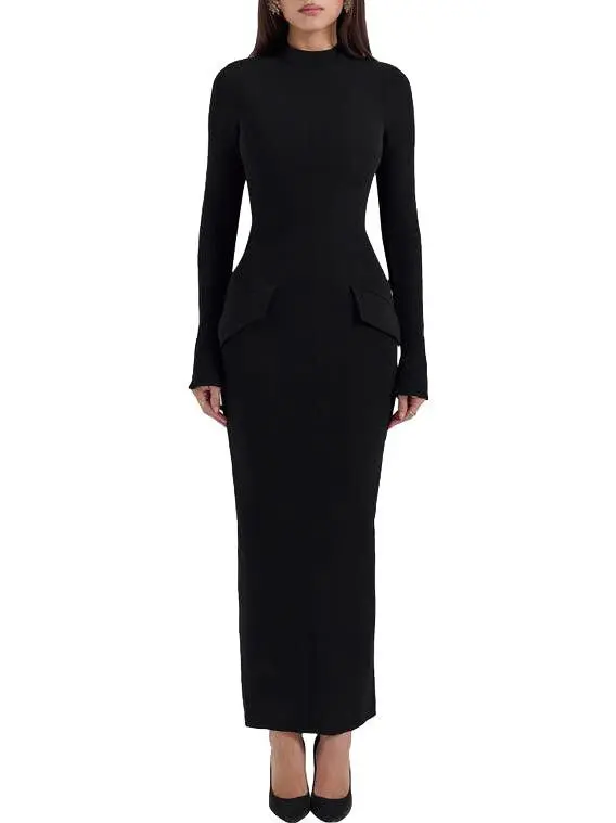 House Of Cb Marie Louise Long Sleeve Maxi Dress - Black