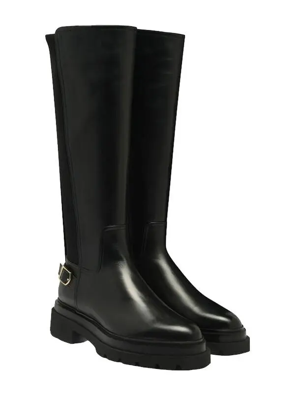 Santoni Leather Boots - Black