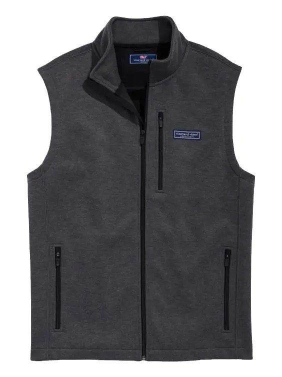 Vineyard Vines Mountain Sweater Fleece Zip-up Vest - Ultimate Gray