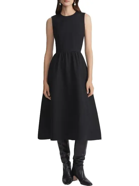 Lafayette 148 New York Sleeveless Wool & Silk Crepe A-line Dress With Pearl Charm - Black