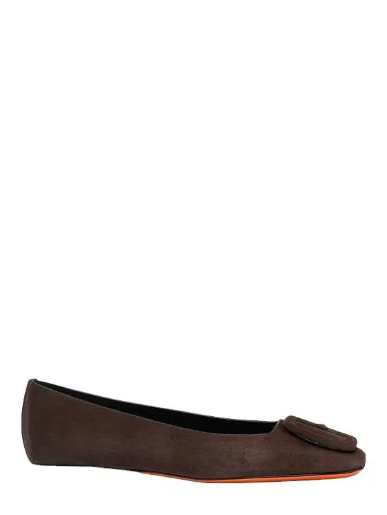 Santoni Suede Ballet Flat - Brown