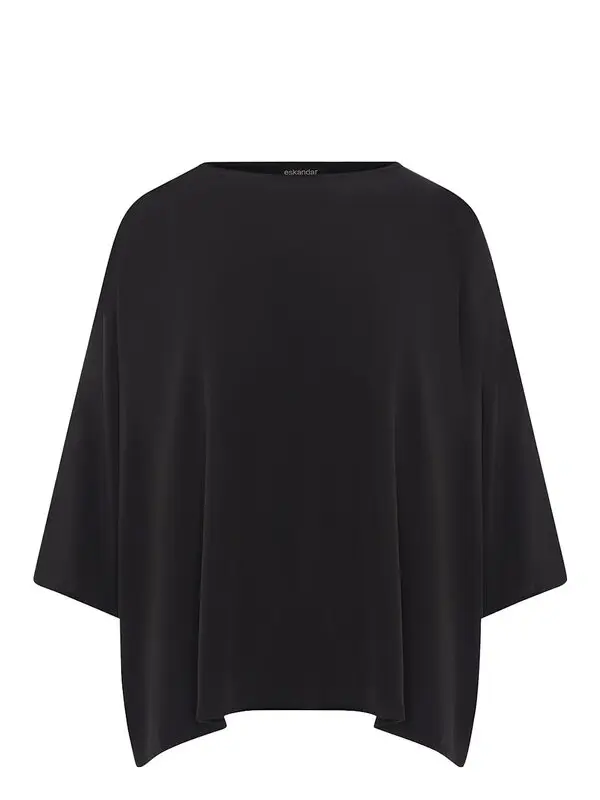 Eskandar Boat Neck Longline Top - Black