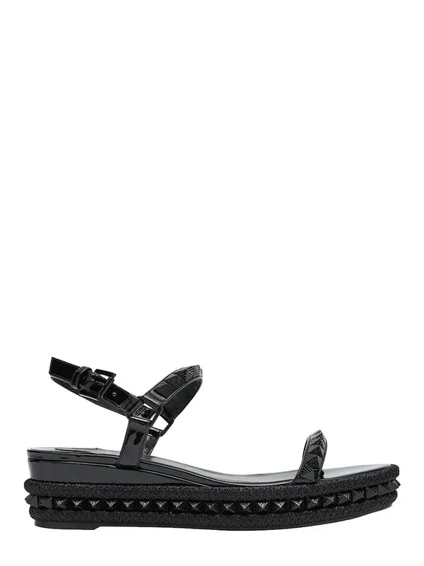 CHRISTIAN LOUBOUTIN 60mm Pyraclou Spike Wedge Sandals - Black