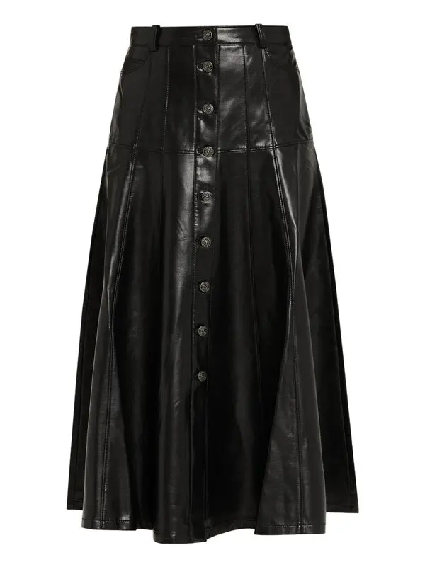 Cinq À Sept Veena Vegan Leather Midi Skirt - Black