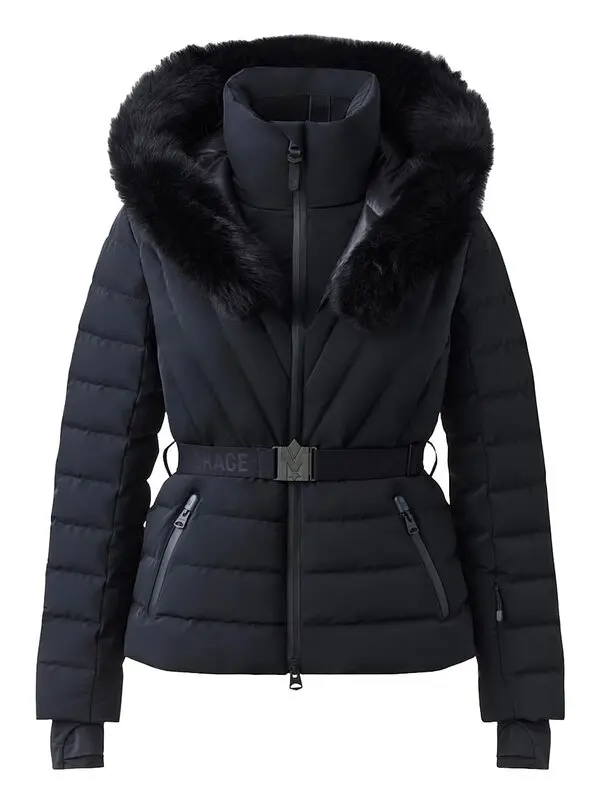 Mackage Elita Down Ski Jacket With Shearling Trim - Black