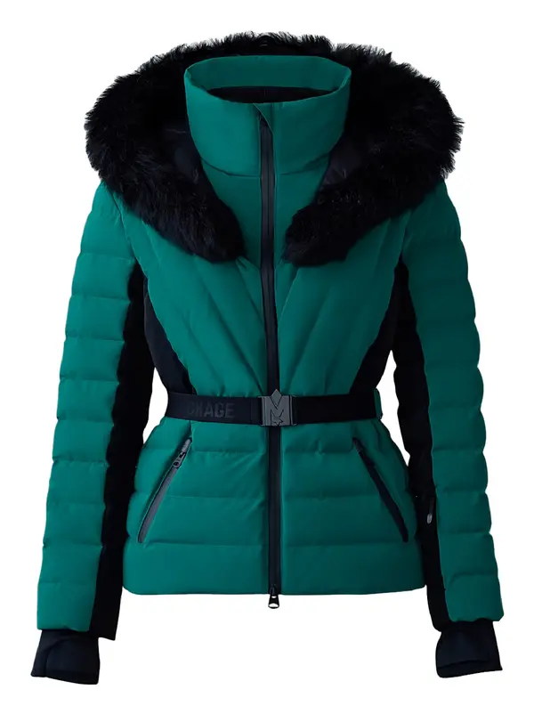 Mackage Elita Down Ski Jacket With Shearling Trim - Emerald