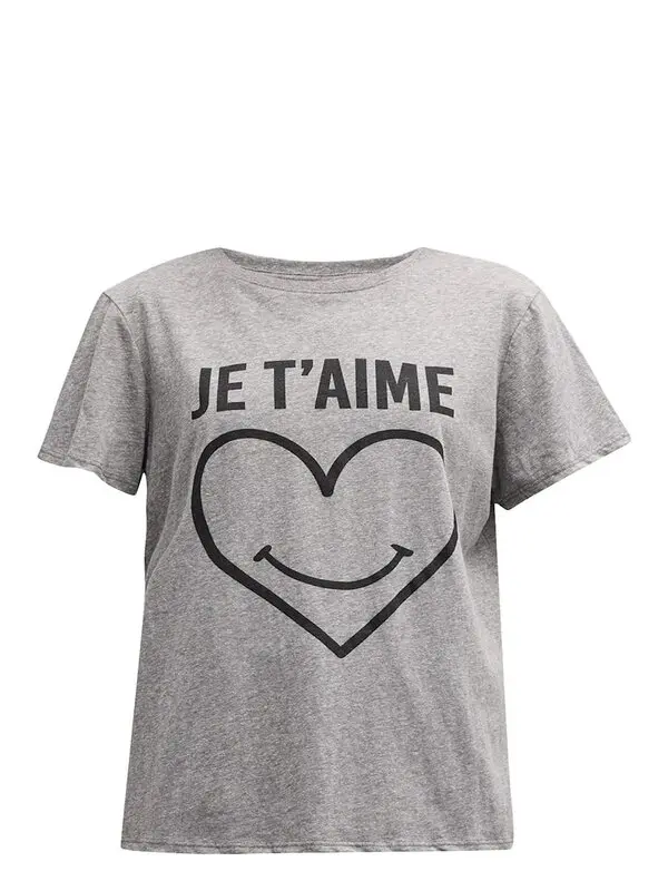 Cinq À Sept Smiling Heart Graphic T-shirt - Heather Greyblack
