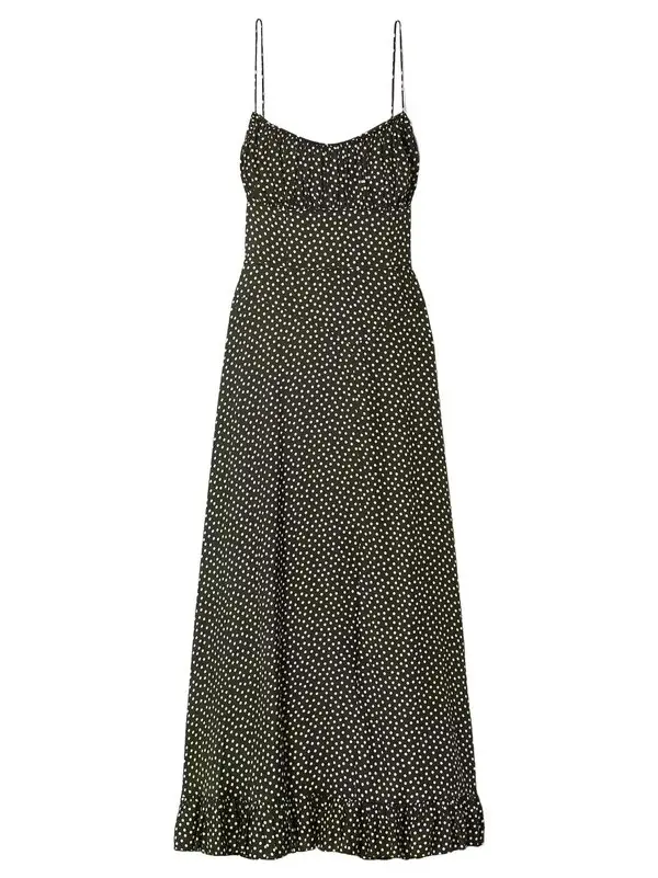 DÔEN Rosaria Polka-dot Midi Dress - Black