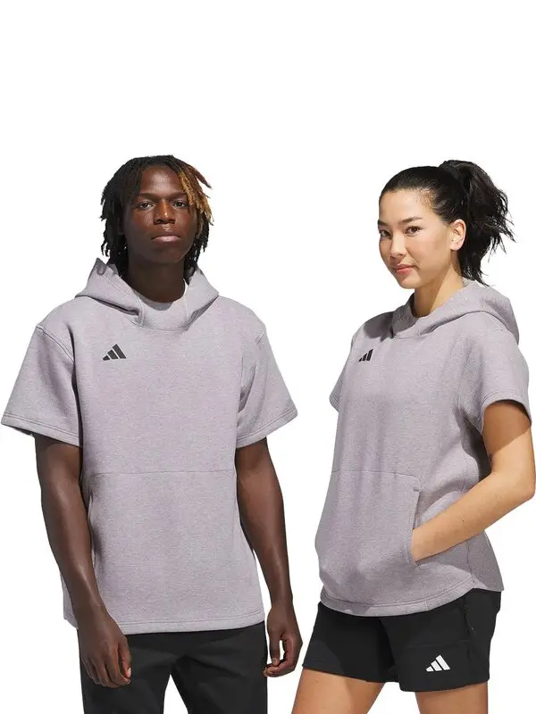 Adidas Dugout Short Sleeve Hoodie - Medium Grey Heather