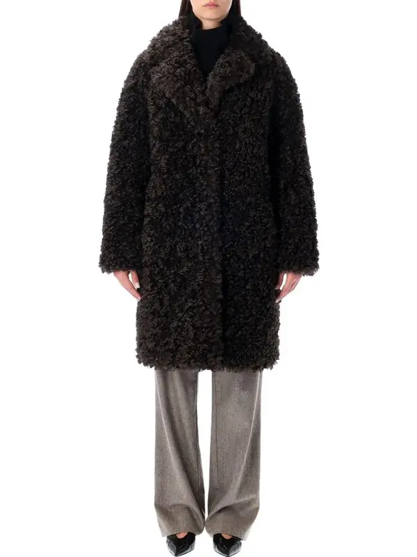 STAND STUDIO Faux Fur Coat - Brown