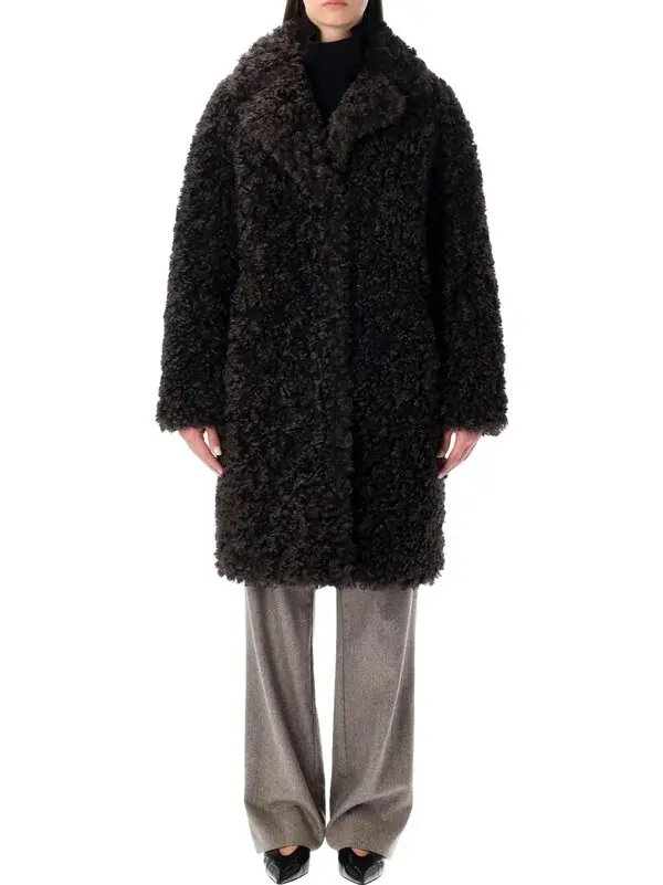 STAND STUDIO Faux Fur Coat - Brown
