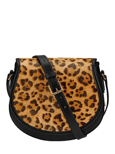 Gigi New York Jenni Leopard Haircalf Saddle Bag - Natural