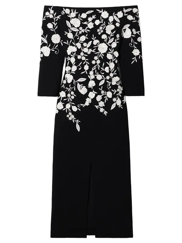 Carolina Herrera Off-the-shoulder Embroidered Gown - Black