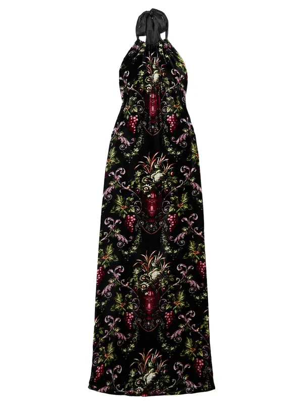 Cara Cara Geneva Floral-print Velvet Maxi Dress - Black