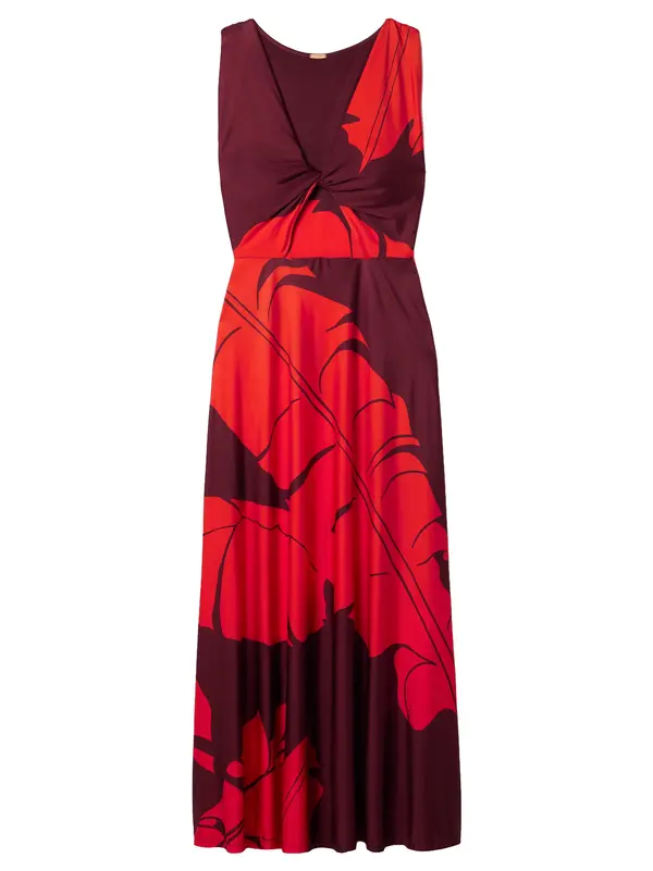 Johanna Ortiz Deep Heart Twist-front Cutout Printed Stretch-jersey Midi Dress - Red