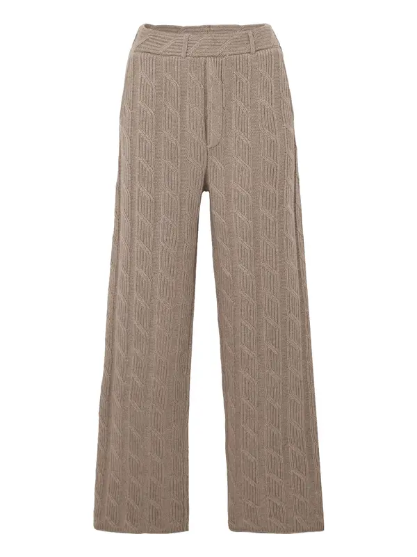 LISA YANG Ebba Cable-knit Wide-leg Pants - Brown