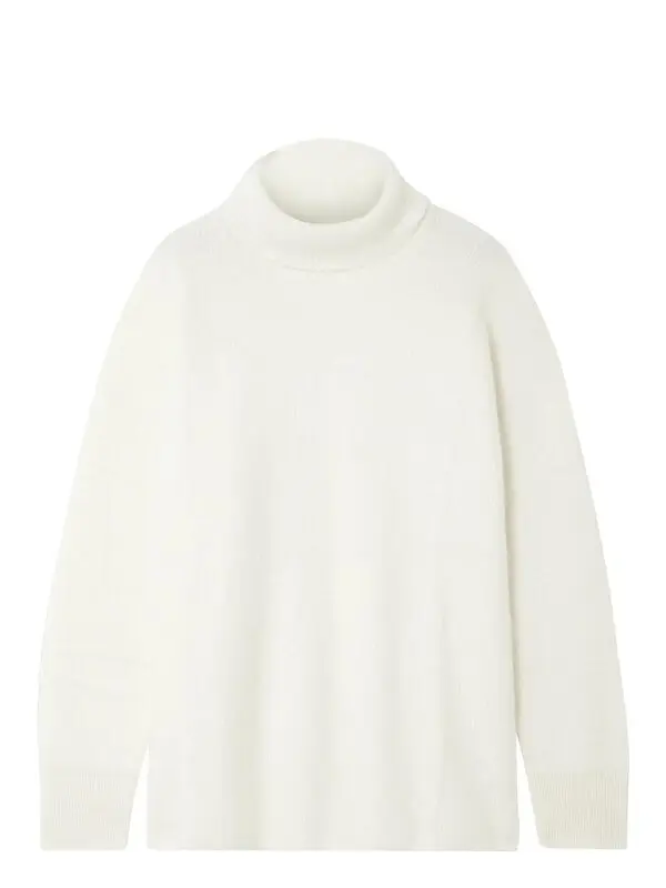 LISA YANG Teresa Brushed Organic Cashmere Turtleneck Sweater - Cream