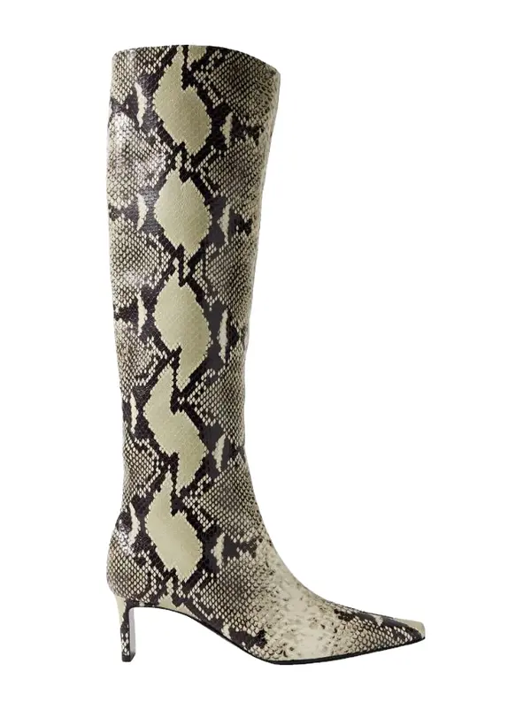 Khaite Ona Snake-print Leather Knee Boots - Animal Print