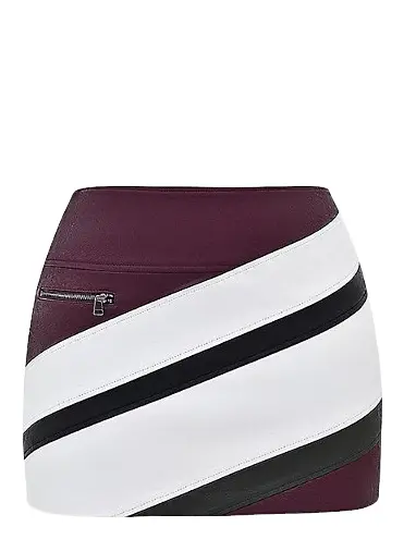 MISTRESS ROCKS Zip-embellished Striped Mini Skirt - Hickory