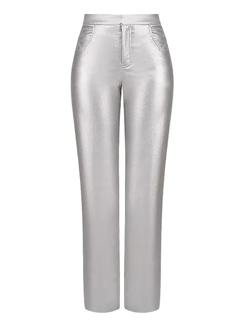 MISTRESS ROCKS Metallic Faux-leather Trousers - Silver