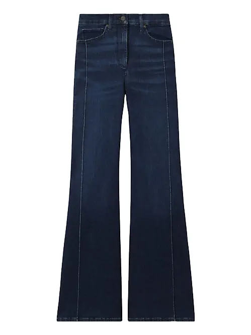 REISS Heather Wide-leg High-rise Stretch-denim Jeans - Dark Blue