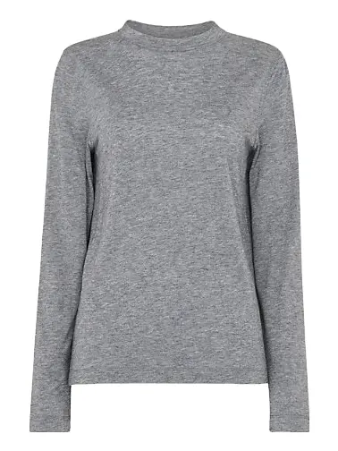 Whistles Round-neck Long-sleeve Woven Top - Grey