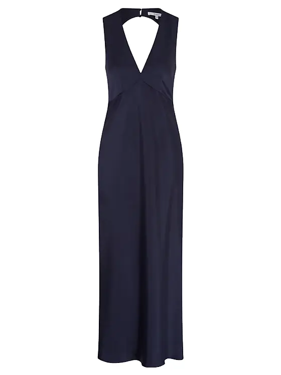 OMNES Nova Tie-back Satin Maxi Dress - Navy