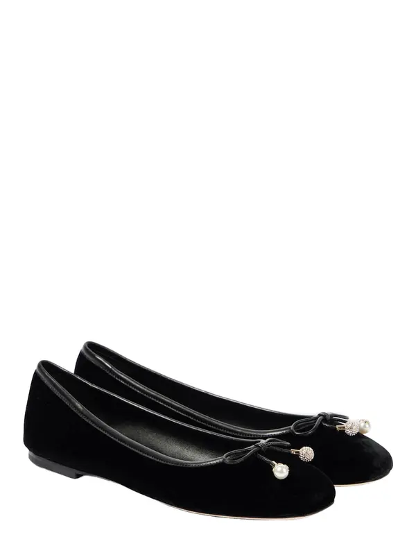 JIMMY CHOO Elme Velvet Ballet Flats - Black