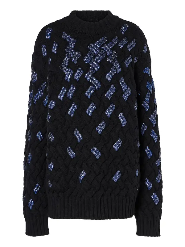 Dries Van Noten Sequined Virgin Wool Sweater - Black