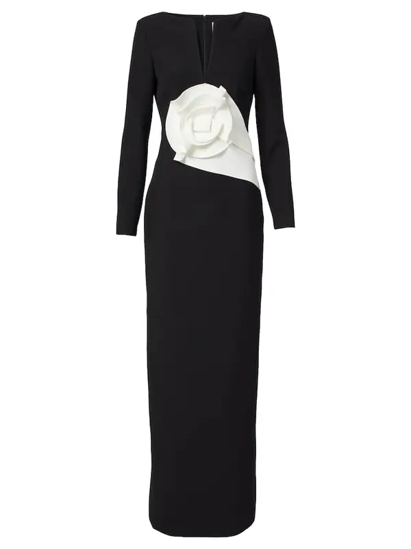Roland Mouret Floral-applique Crepe Gown - Black