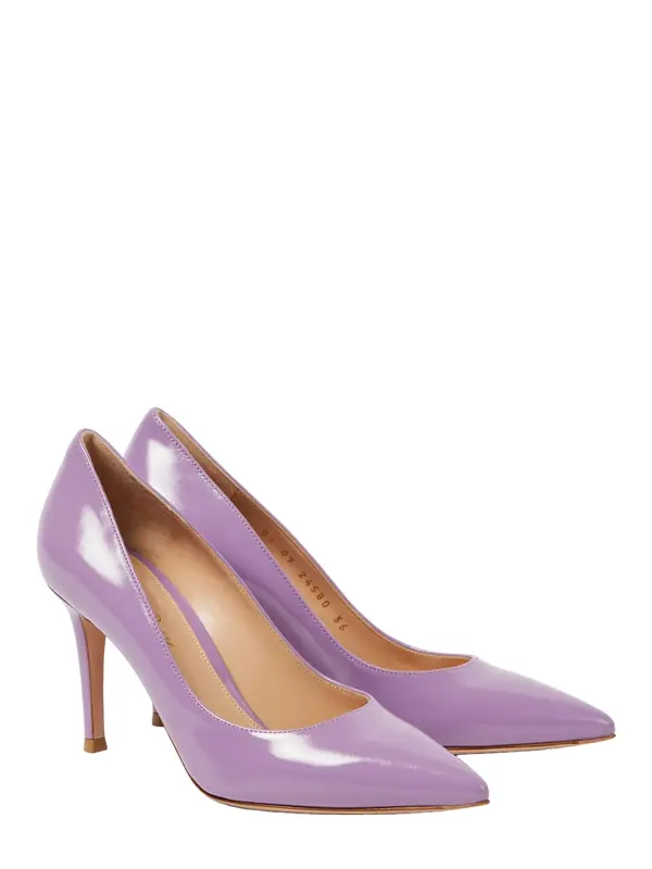 GIANVITO ROSSI Patent Leather Pointed Toe Pumps - Purple