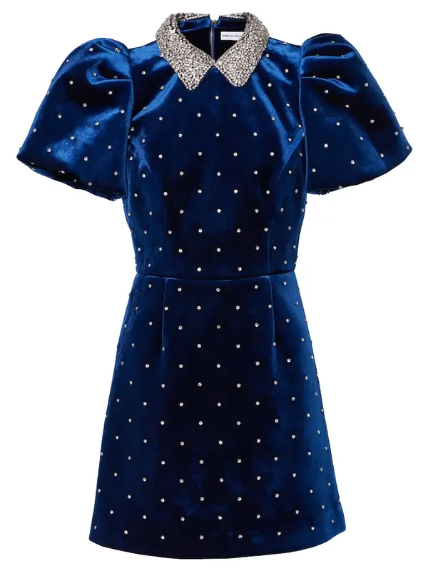 Rebecca Vallance Vivicia Embellished Velvet Minidress - Blue