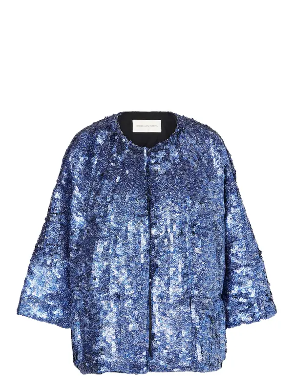 Dries Van Noten Sequined Jacket - Blue