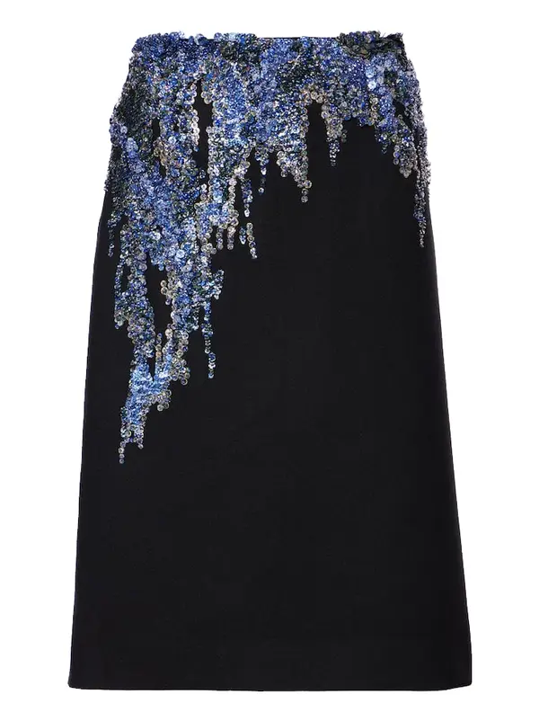 Dries Van Noten Sequined Wool-blend Midi Skirt - Black
