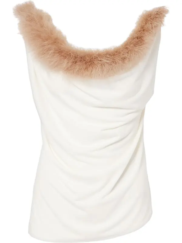 Coperni Boa Feather-trimmed Top - White