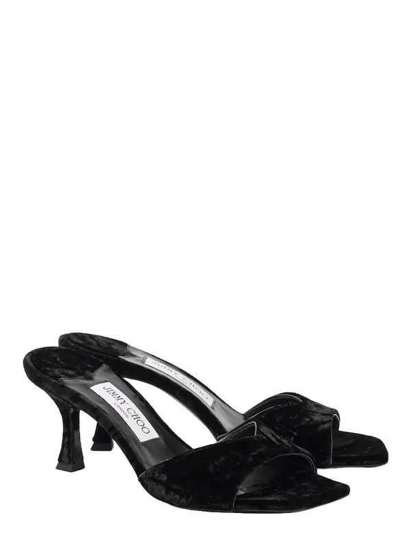 JIMMY CHOO Skye 70 Velvet Mules - Black
