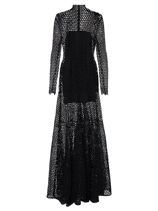 David Koma Macramé Gown - Black